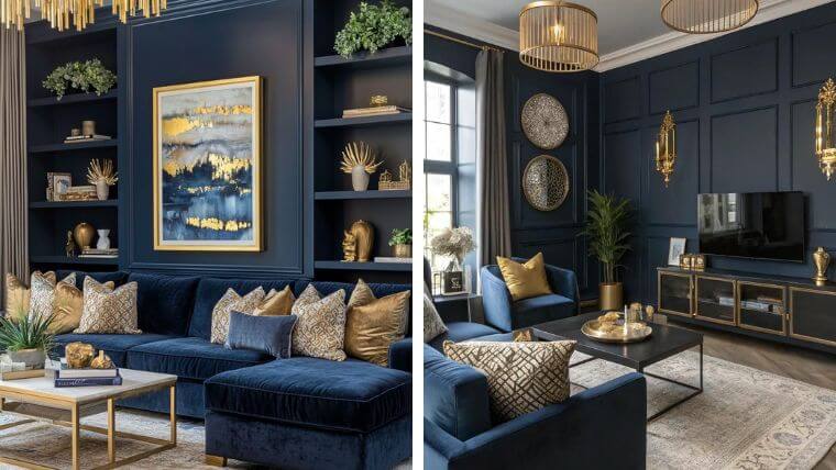18 Blue and Gold Living Room Ideas for a Luxurious Finish - Redo Your House