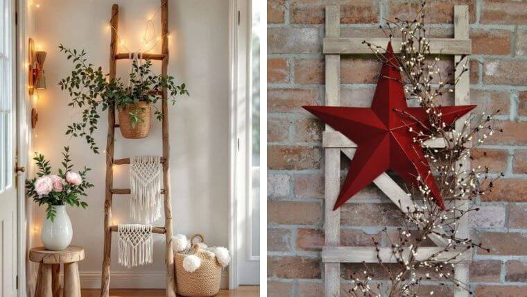 18 Creative Farmhouse Ladder Decor Ideas for Every Corner of Your Space ...